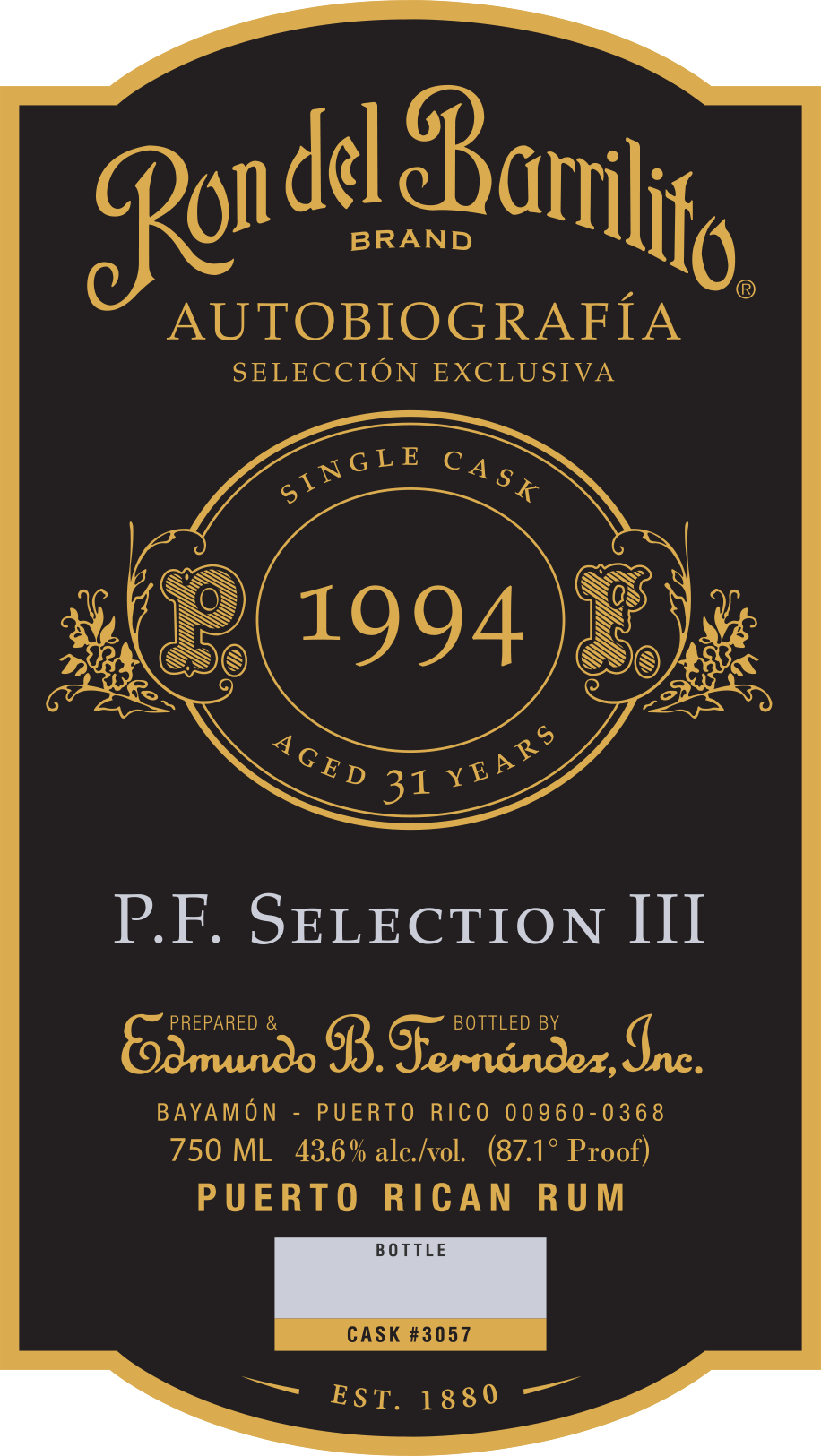 Buy Ron del Barrilito Autobiografía Selección Exclusiva P.F. Selection ...