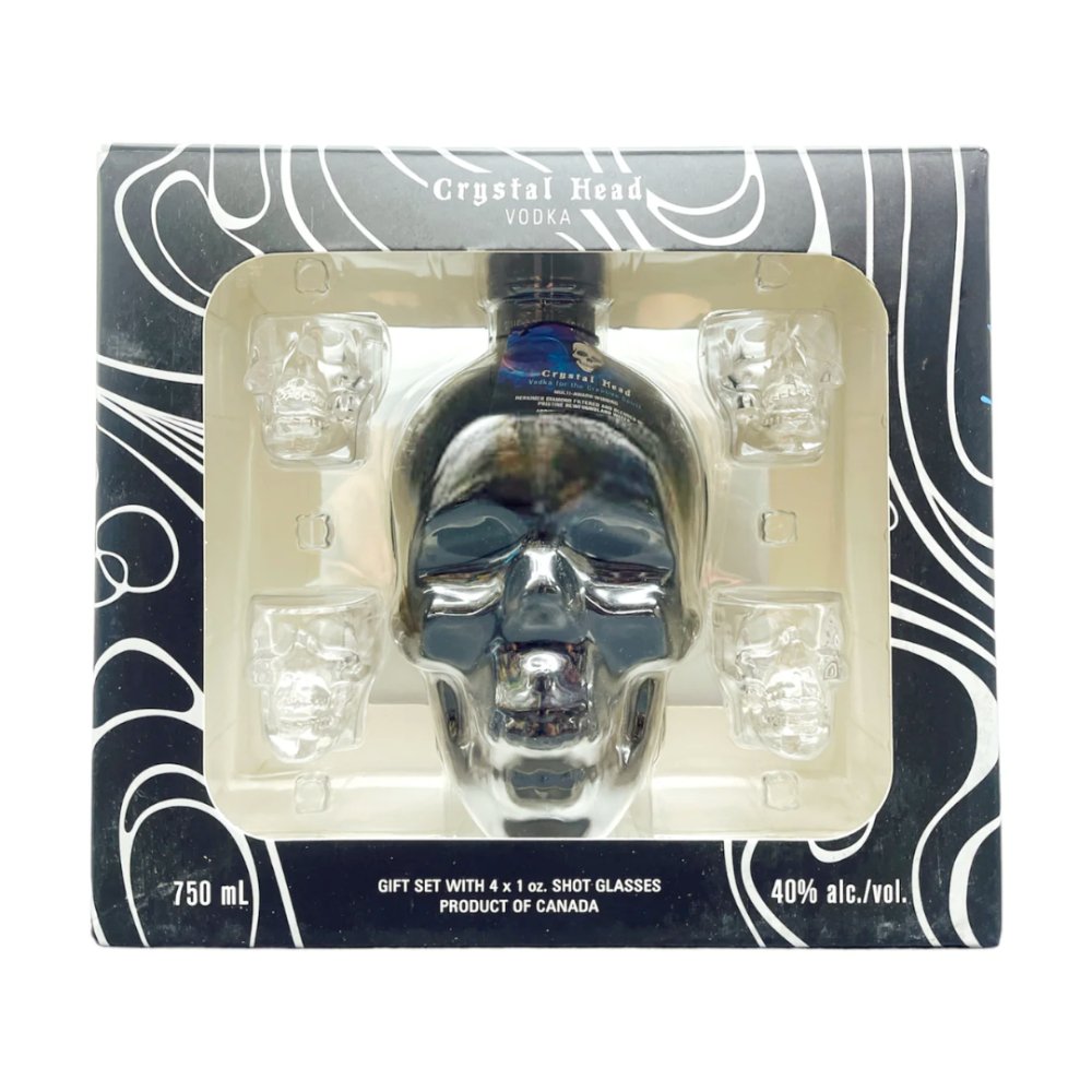Buy Crystal Head Black Onyx Vodka Gift Set With 4 Skull Shot Glasses ...