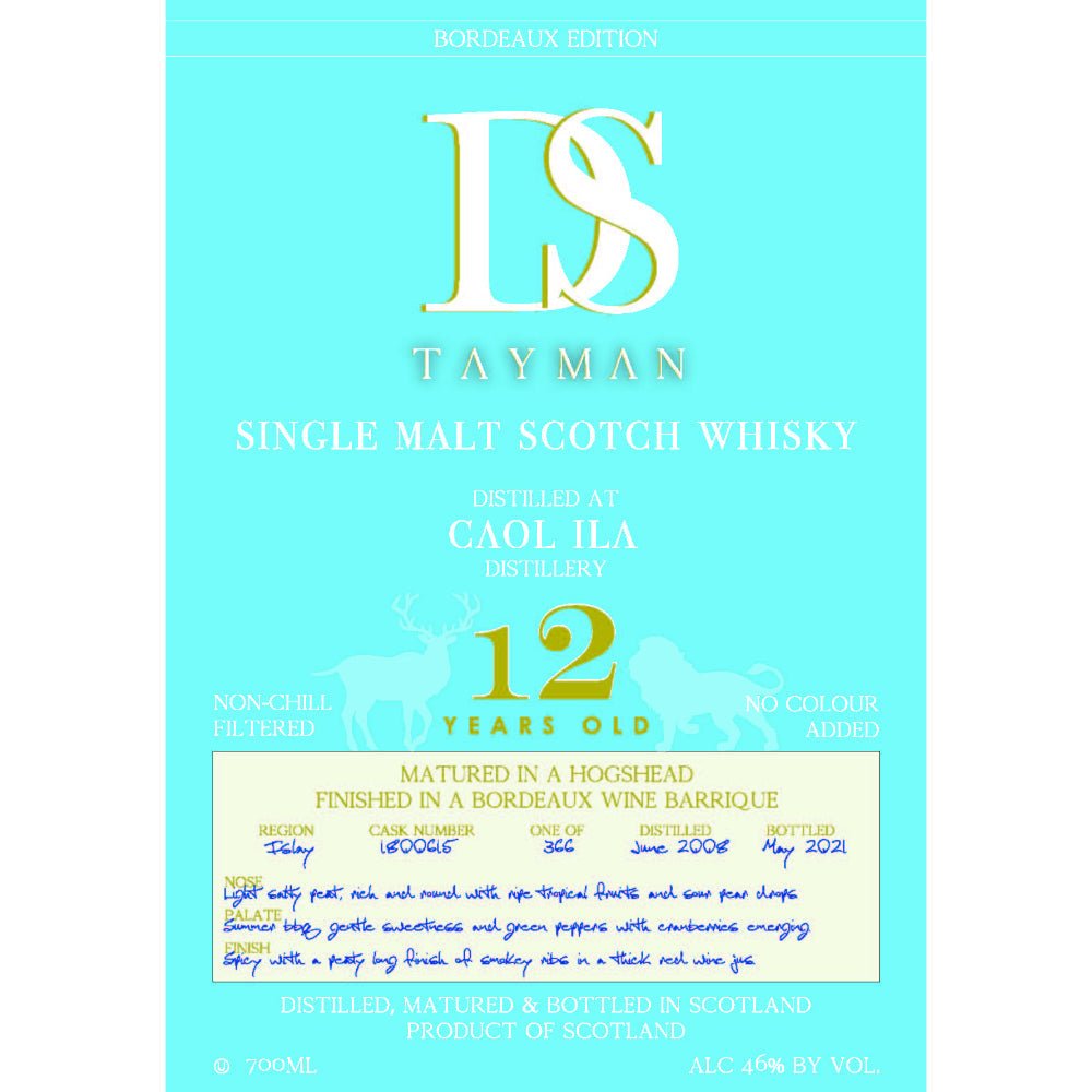 Buy DS Tayman Caol Ila 12 Year Old Single Malt Scotch 2021® Online ...