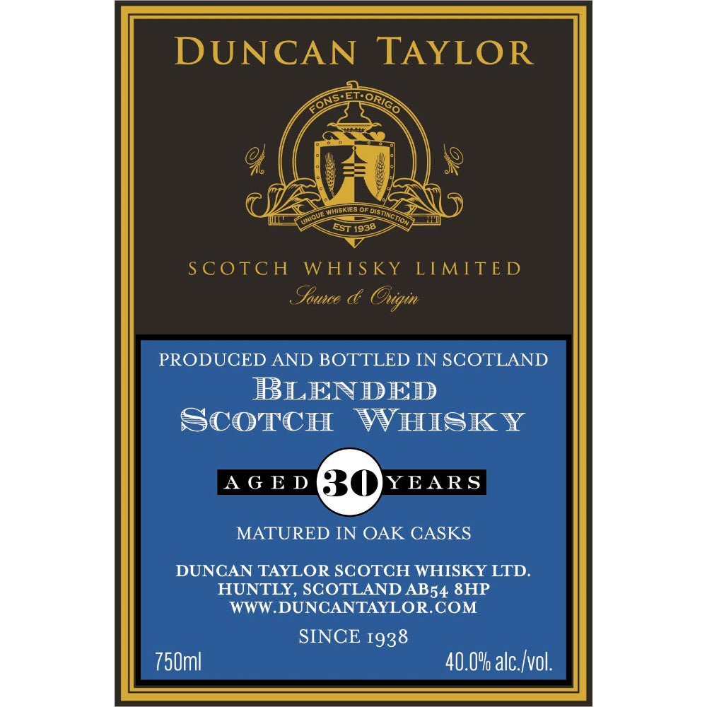 Buy Duncan Taylor 30 Year Old Blended Scotch® Online | Scotch Delivered ...