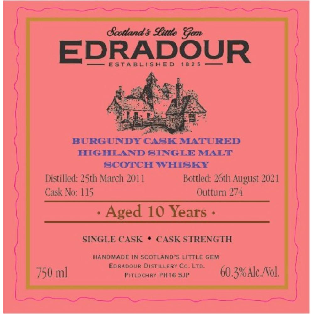 Buy Edradour Distillery 10 Year Old Burgundy Cask Matured Scotch ...