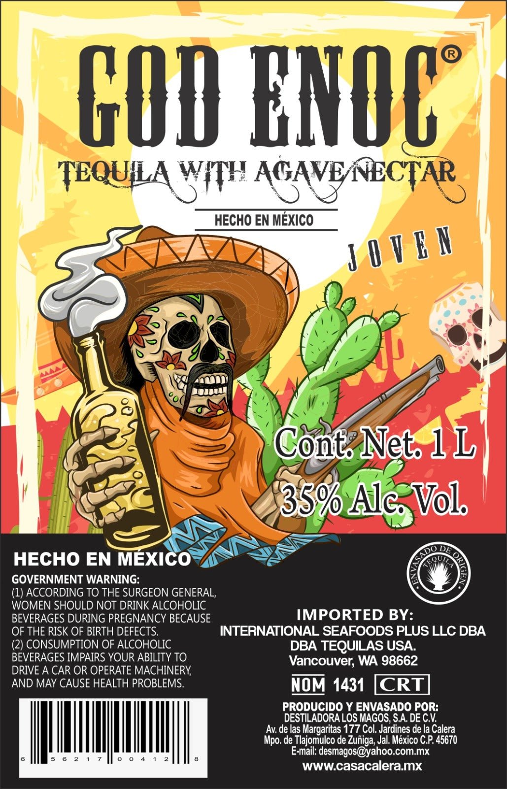 Buy God Enoc Tequila with Agave Nectar Joven 1L® Online | Tequila ...