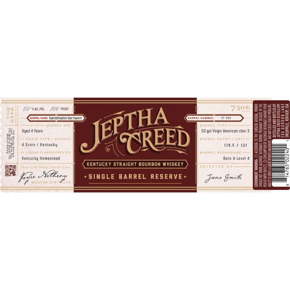 Buy Jeptha Creed Single Barrel Reserve Kentucky Straight Bourbon ...
