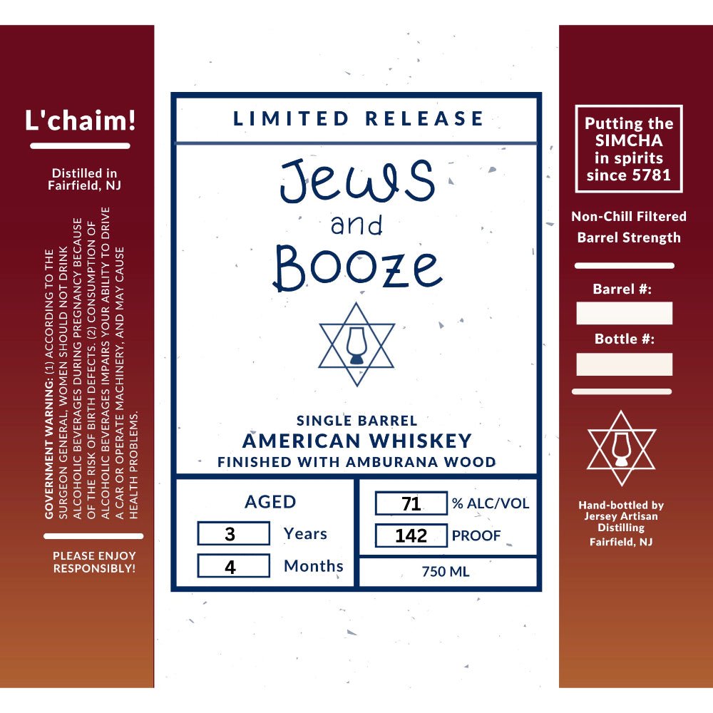 Buy Jews and Booze Single Barrel American Whiskey Finished With ...