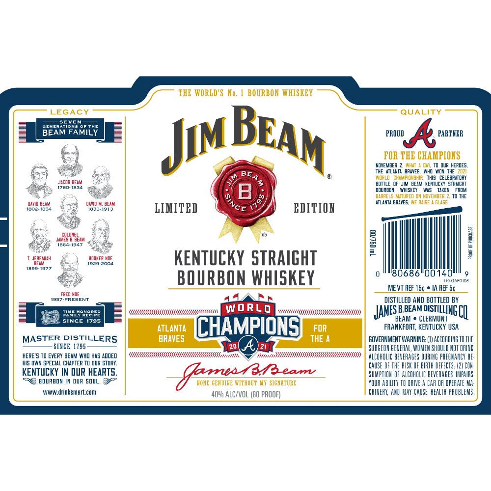 Buy Jim Beam Atlanta Braves 2021 World Champions® Online | Bourbon ...