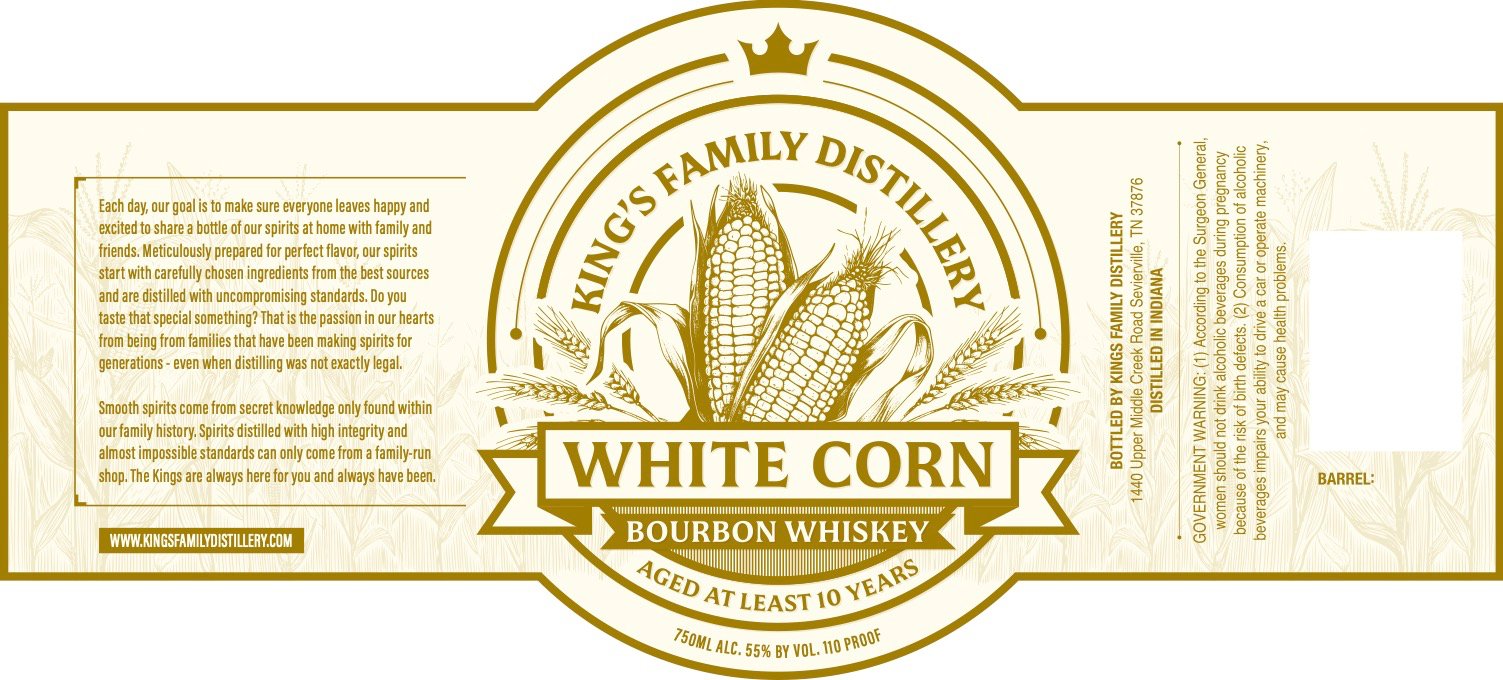 Buy King's Family Distillery White Corn Bourbon Whiskey Aged 10 Years ...
