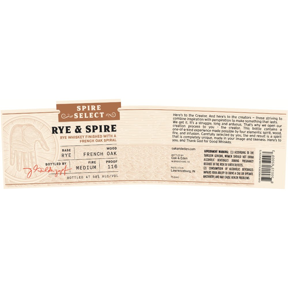 Buy Oak & Eden Rye & Spire Single Barrel French Oak® Online | Rye ...