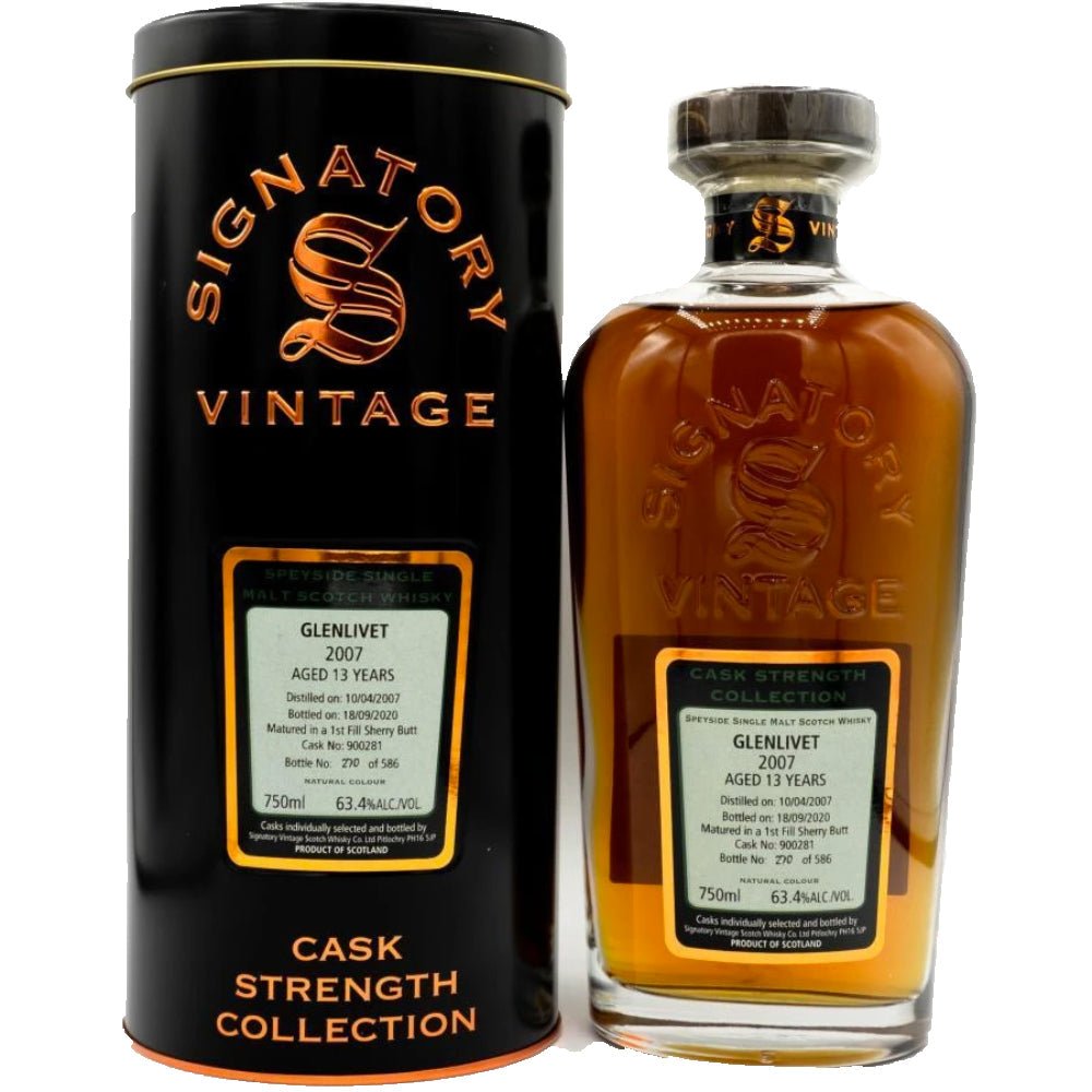 Buy Signatory Cask Strength 2007 Glenlivet 13 Year Speyside Single Malt Scotch Whisky® Online ...