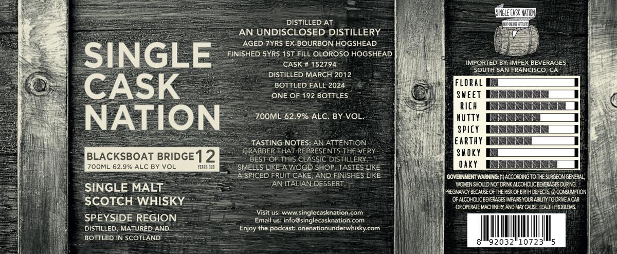 Buy Single Cask Nation Blacksboat Bridge 12-Year Single Malt Scotch ...