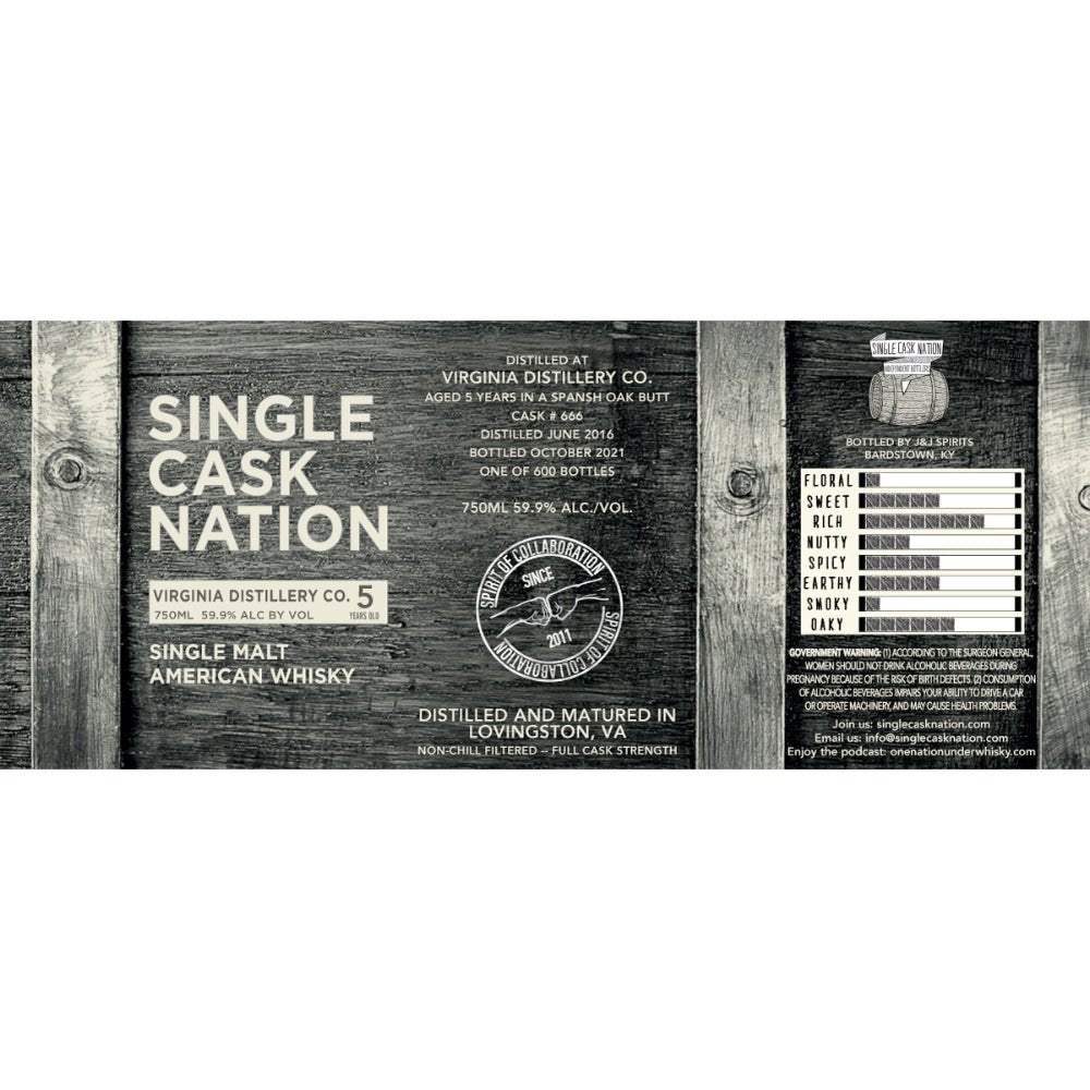 Buy Single Cask Nation Virginia Distillery Co. 5 Year Old Single Malt ...